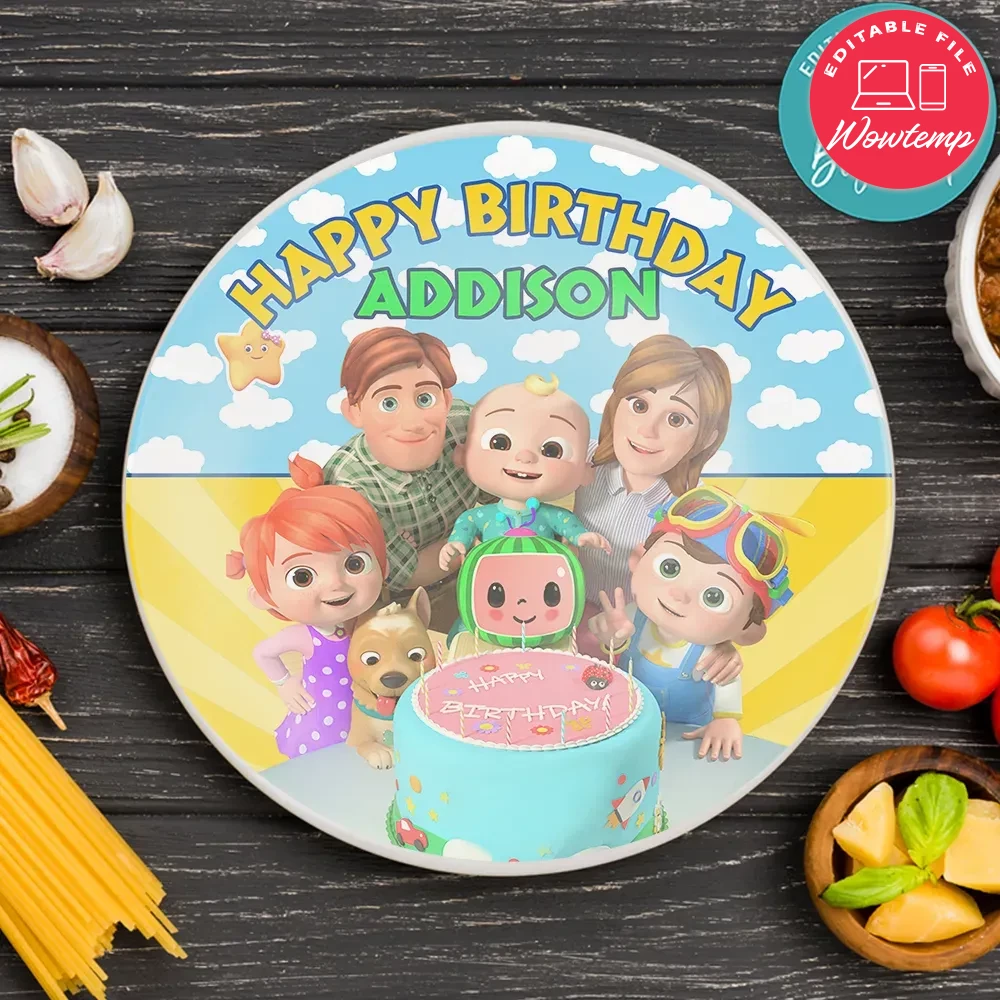Cocomelon Paper Party Plates Digital File Printable DIY | Wowtemp