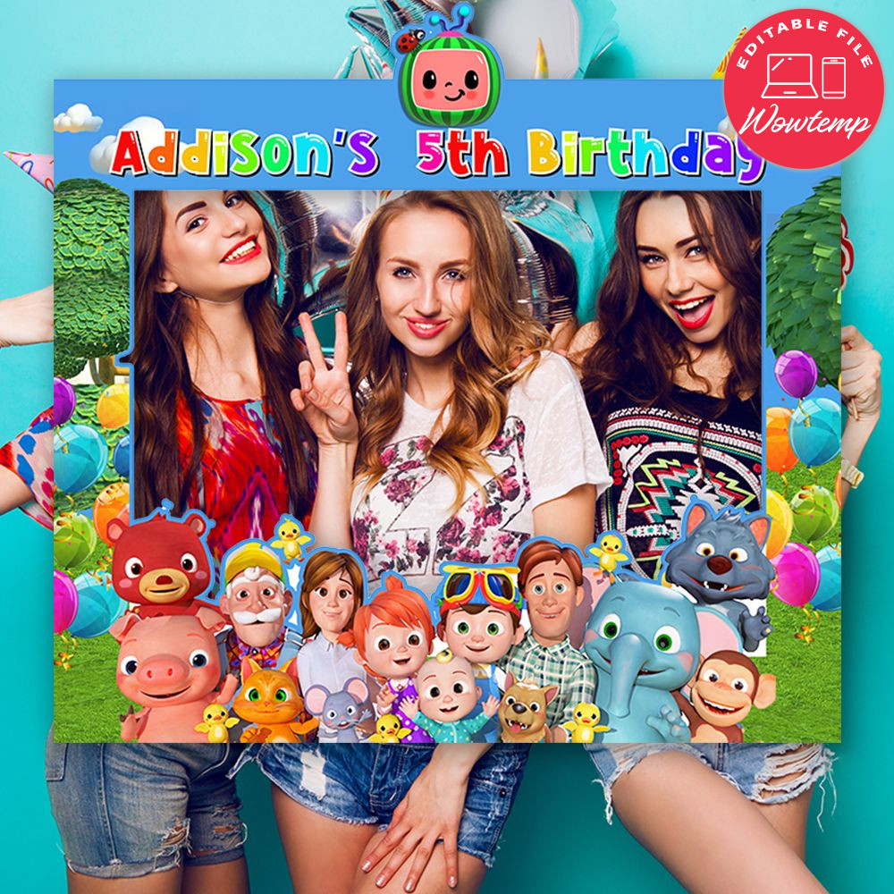 Cocomelon Party Photo Booth Frame Digital File Printable DIY | Wowtemp