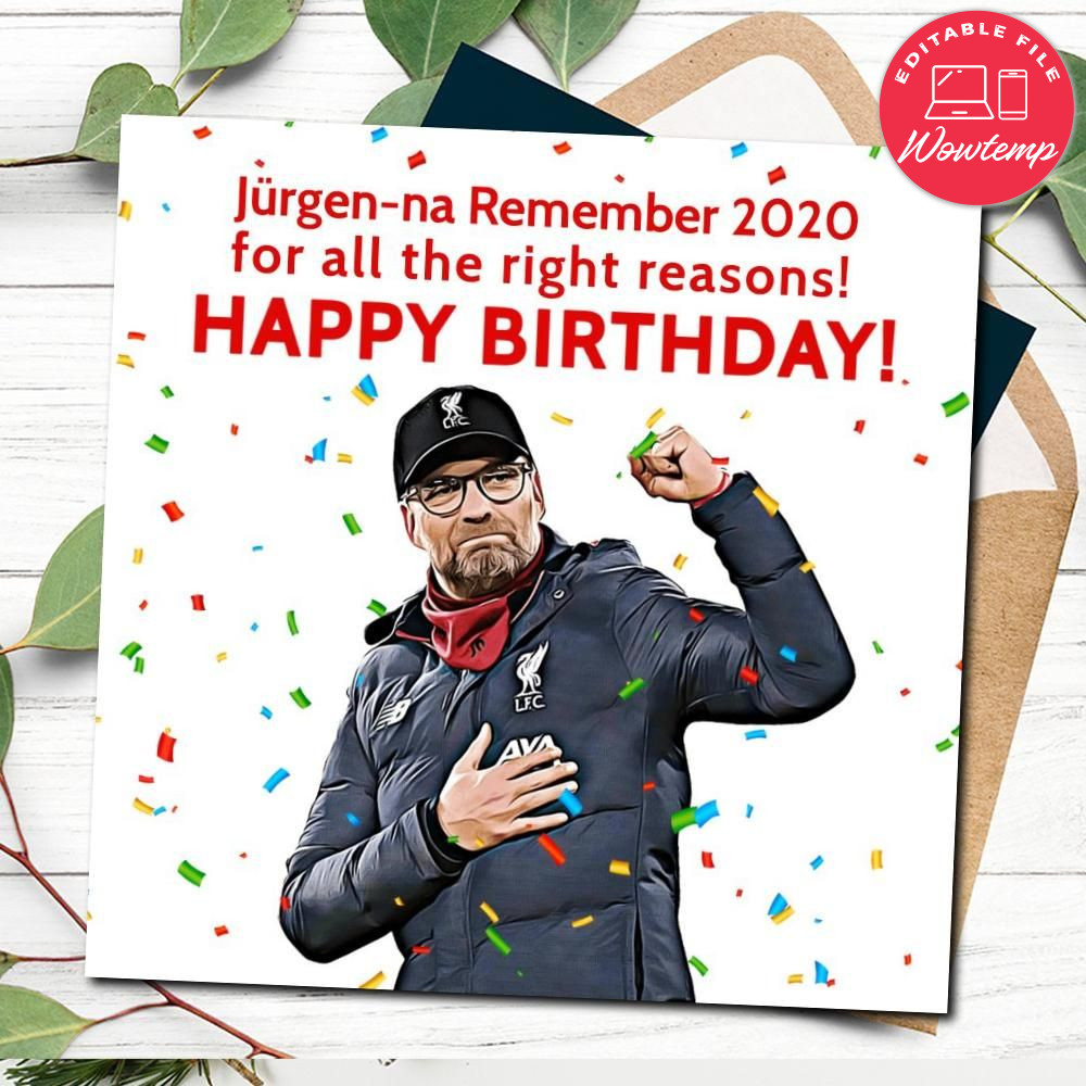 Liverpool FC Happy Birthday Card Template to print at home | Wowtemp