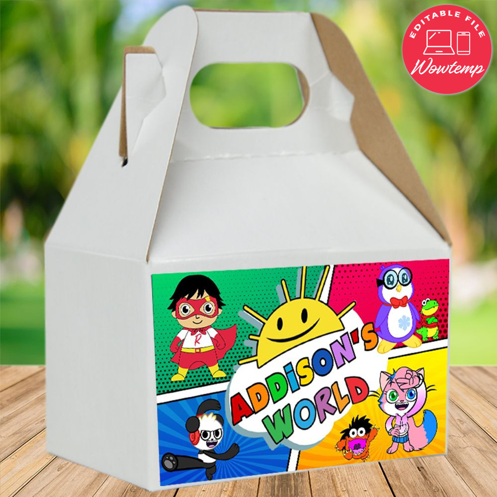 Ryan's World Gable Boxes Label Template to Print at Home | Wowtemp