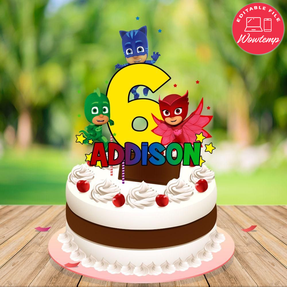 Pj Masks Birthday Cake Topper Template Printable DIY | Wowtemp