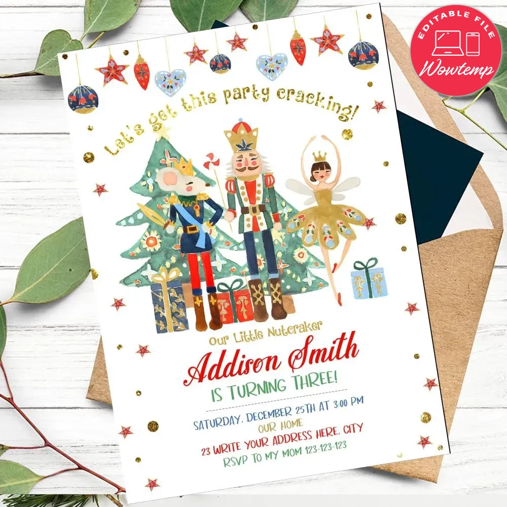 Nutcracker Invitation Customizable Template DIY | Wowtemp