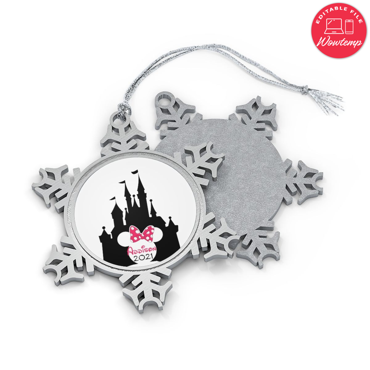 Minnie Mouse Pewter Snowflake Plastic Ornament Gift | Wowtemp