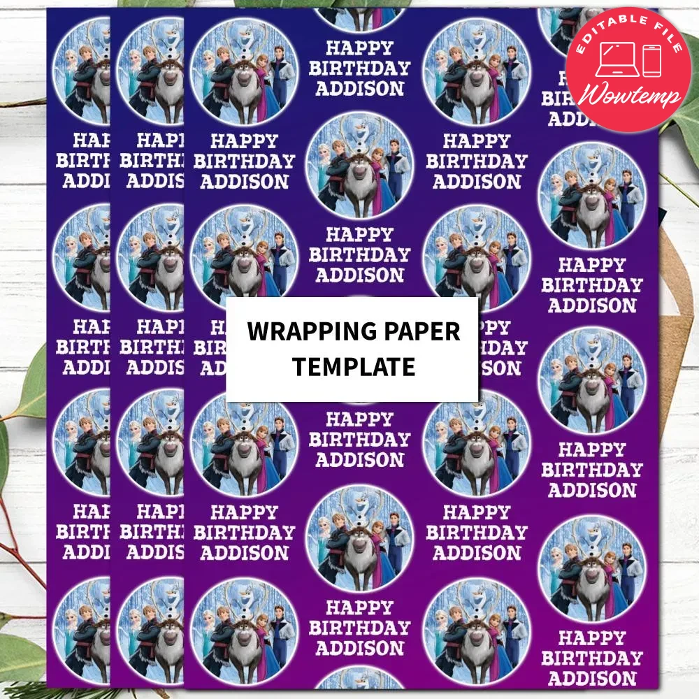 Disney Frozen 2 Wrapping Paper Printable Template DIY | Wowtemp