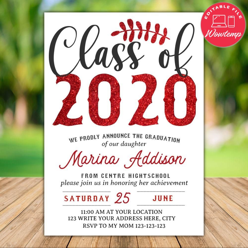 Printable Graduation High School Party Invitation Template | Wowtemp