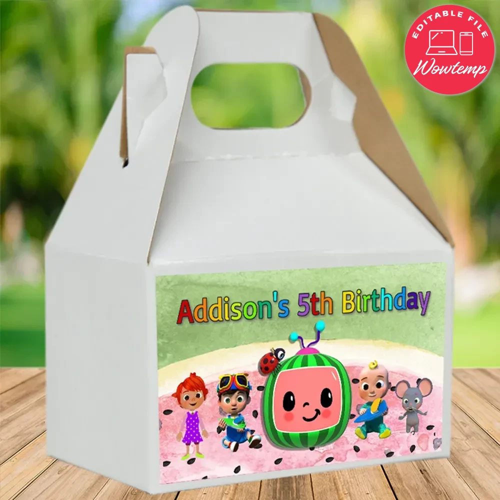 Cocomelon Gable Boxes Label Template to Print at Home | Wowtemp