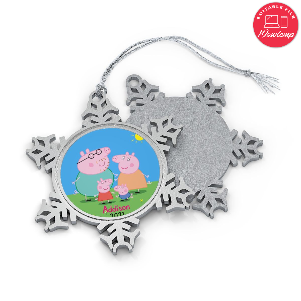 Peppa Pig Pewter Snowflake Plastic Ornament Gift | Wowtemp