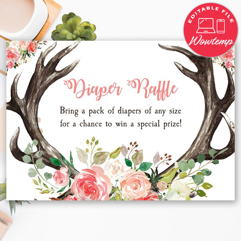 Printable Oh Deer Diaper Raffle Instant Download | Zingtemp