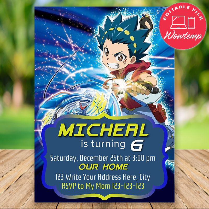 Editable Beyblade Burst Invitation Instant Download | Wowtemp