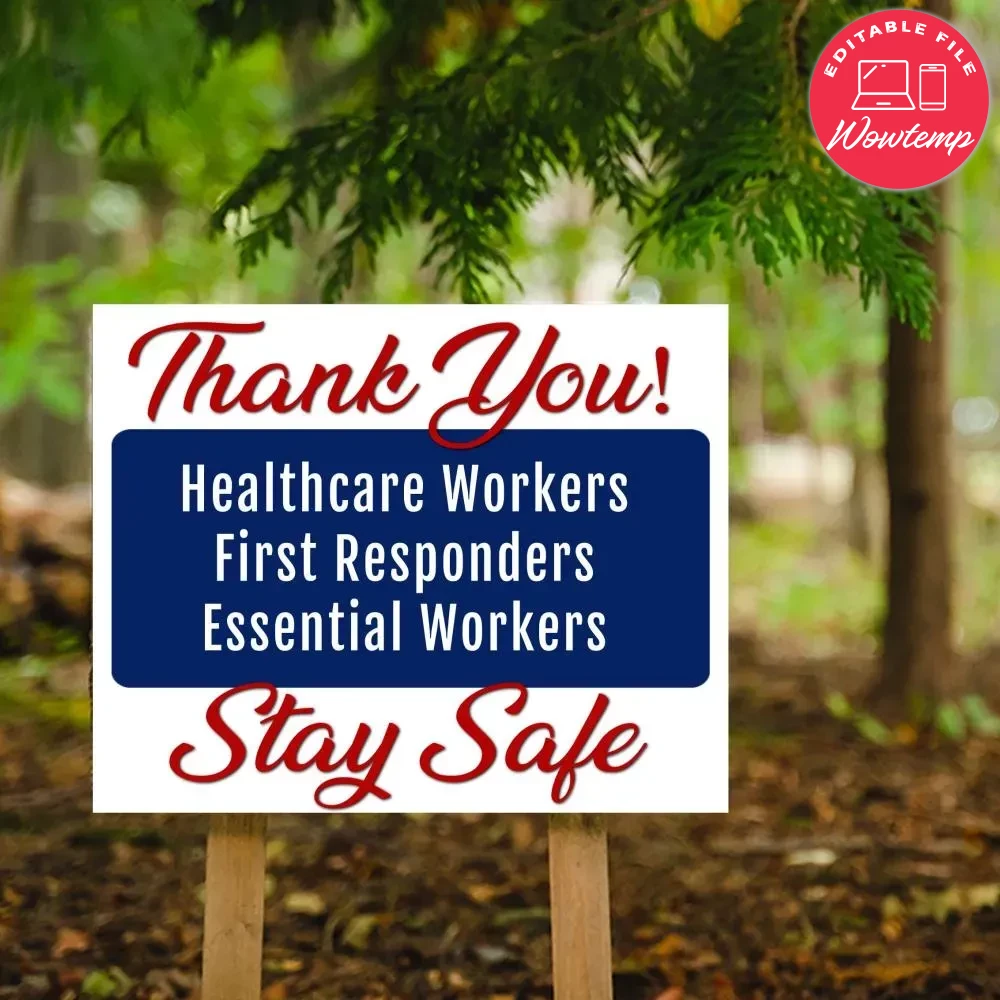 Thank you First Responders Yard Sign Printable Instant Download | Wowtemp