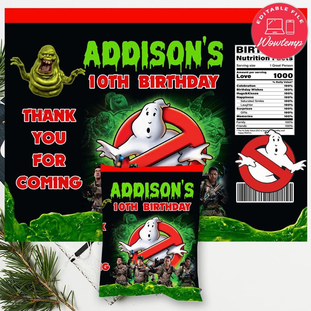 Ghostbusters Chip Bag Digital File Printable DIY | Wowtemp