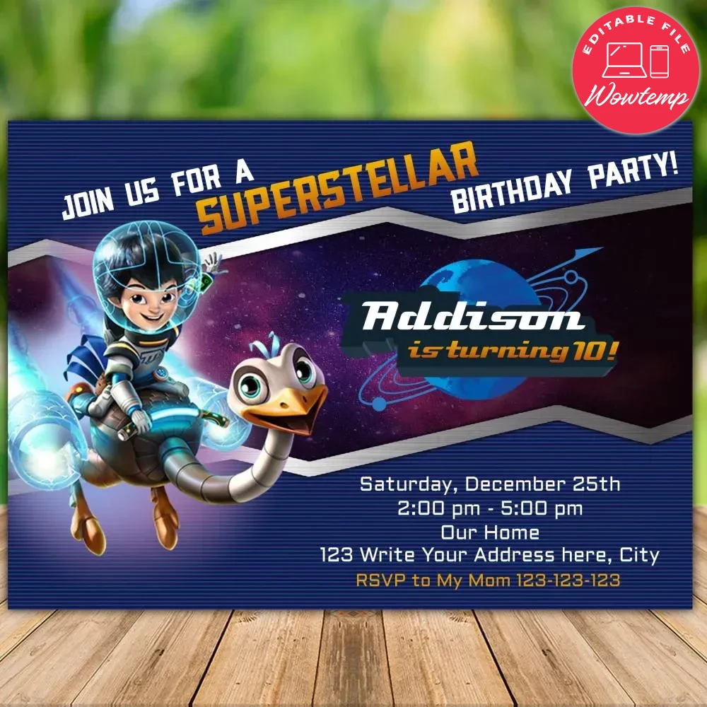 Editable Miles from Tomorrowland Birthday Invitation DIY | Wowtemp