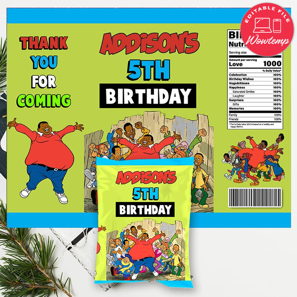Fat Albert Birthday Chip Bag Digital File Printable DIY | Wowtemp