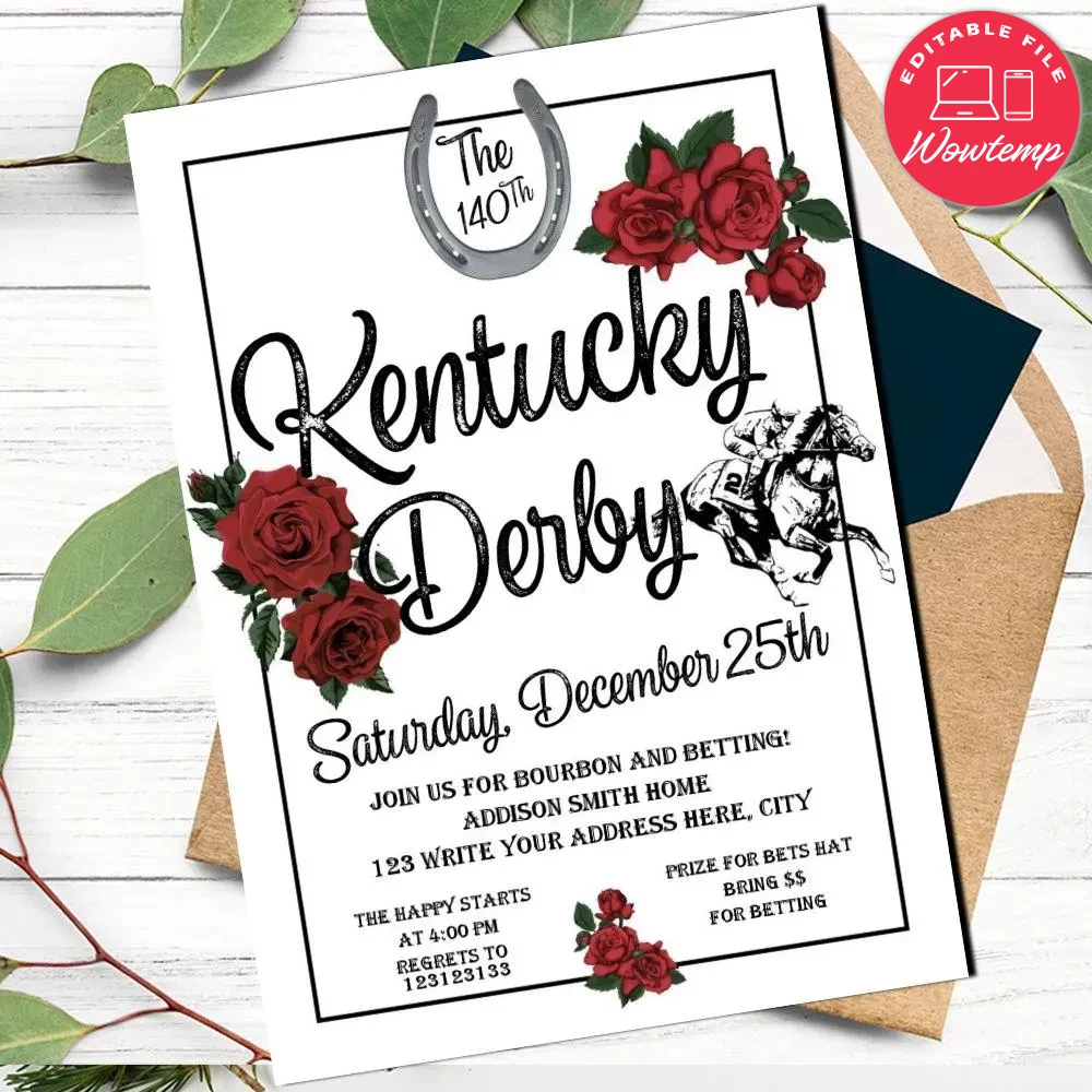 Kentucky Derby Party Invitation Template to print at home | Wowtemp