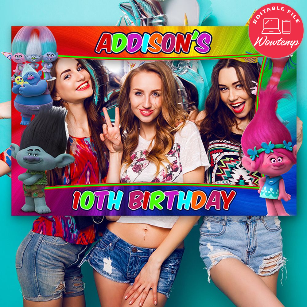 Trolls Party Photo Booth Frame Digital File Printable DIY | Wowtemp