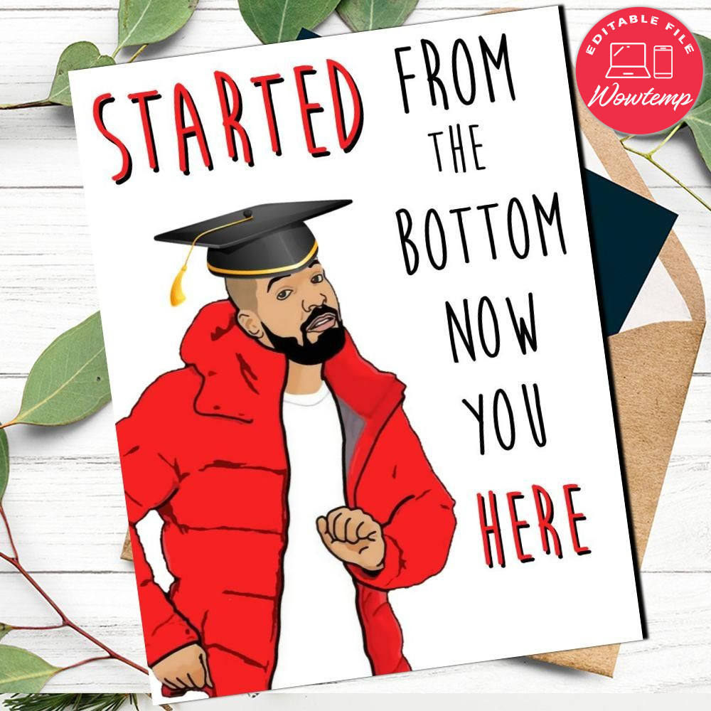 Drake Funny College Graduation Card to Print at Home DIY | Wowtemp