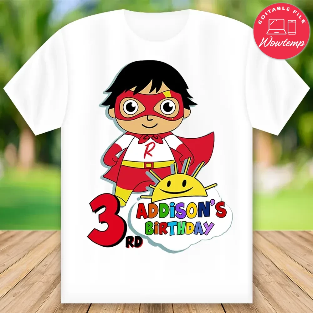 Printable Ryans World Custom Shirt Template Instant Download | Wowtemp