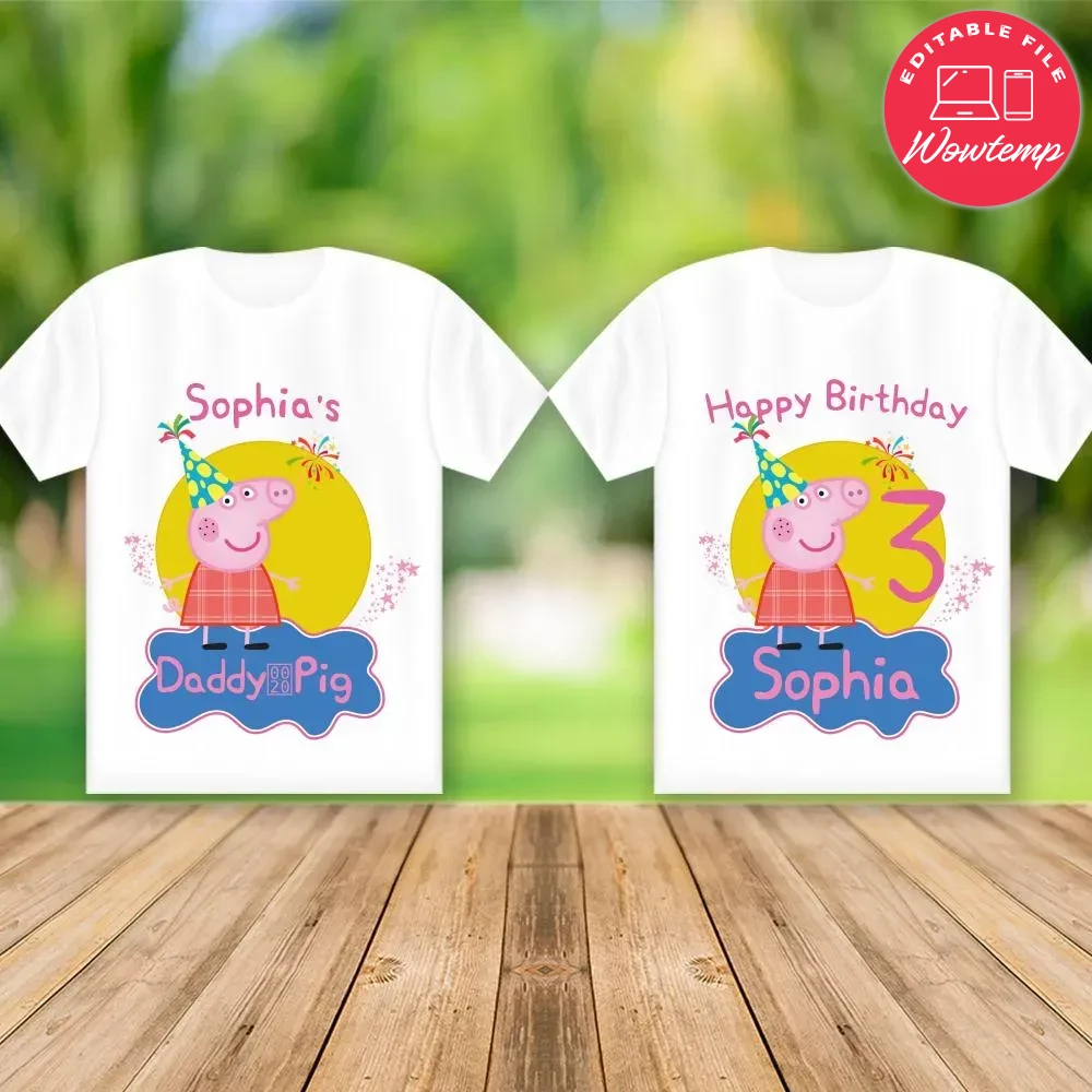Printable Peppa Pig Custom Shirt Template Instant Download | Wowtemp