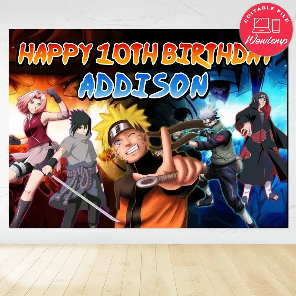 Printable Naruto Birthday Backdrop Digital File DIY | Wowtemp