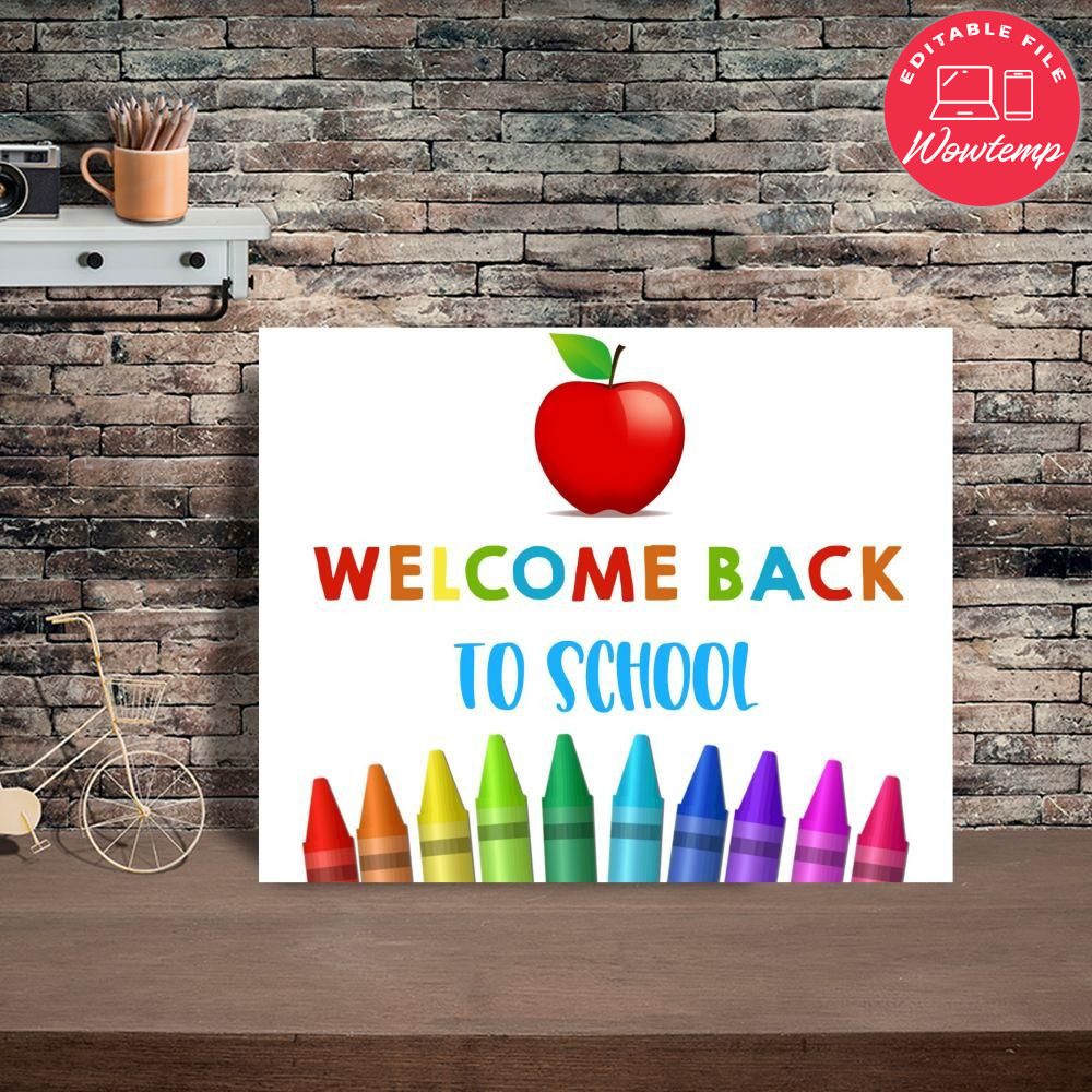 Welcome Back to School Sign Printable Instant Download | Wowtemp