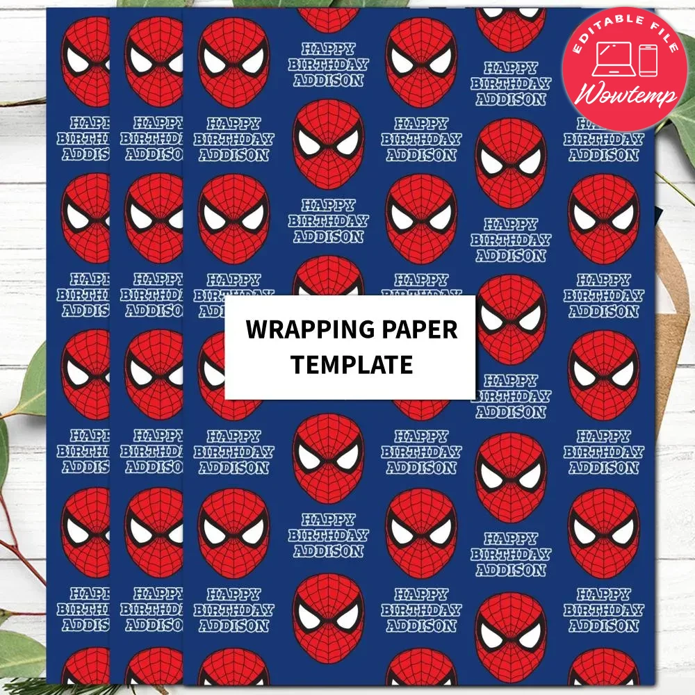 Spiderman Wrapping Paper Template to Print at Home DIY | Wowtemp