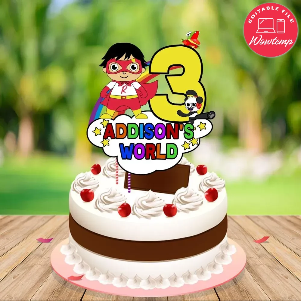 Ryans World Birthday Cake Topper Template Printable DIY | Wowtemp