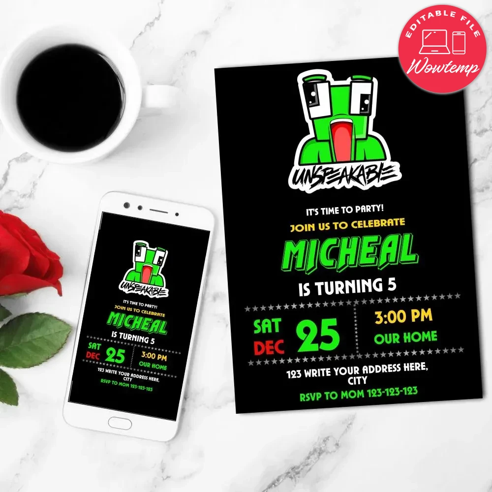 Unspeakable Birthday Invitation Customizable Template DIY | Wowtemp