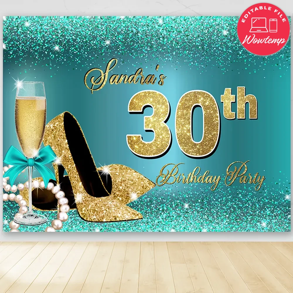Stepping into 30th Birthday Backdrop Digital File Template DIY | Wowtemp