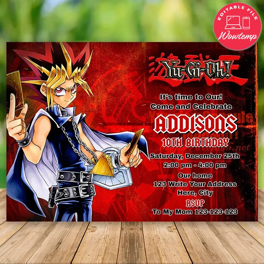 Editable Yugioh M2 Birthday Invitations Instant Download | Wowtemp