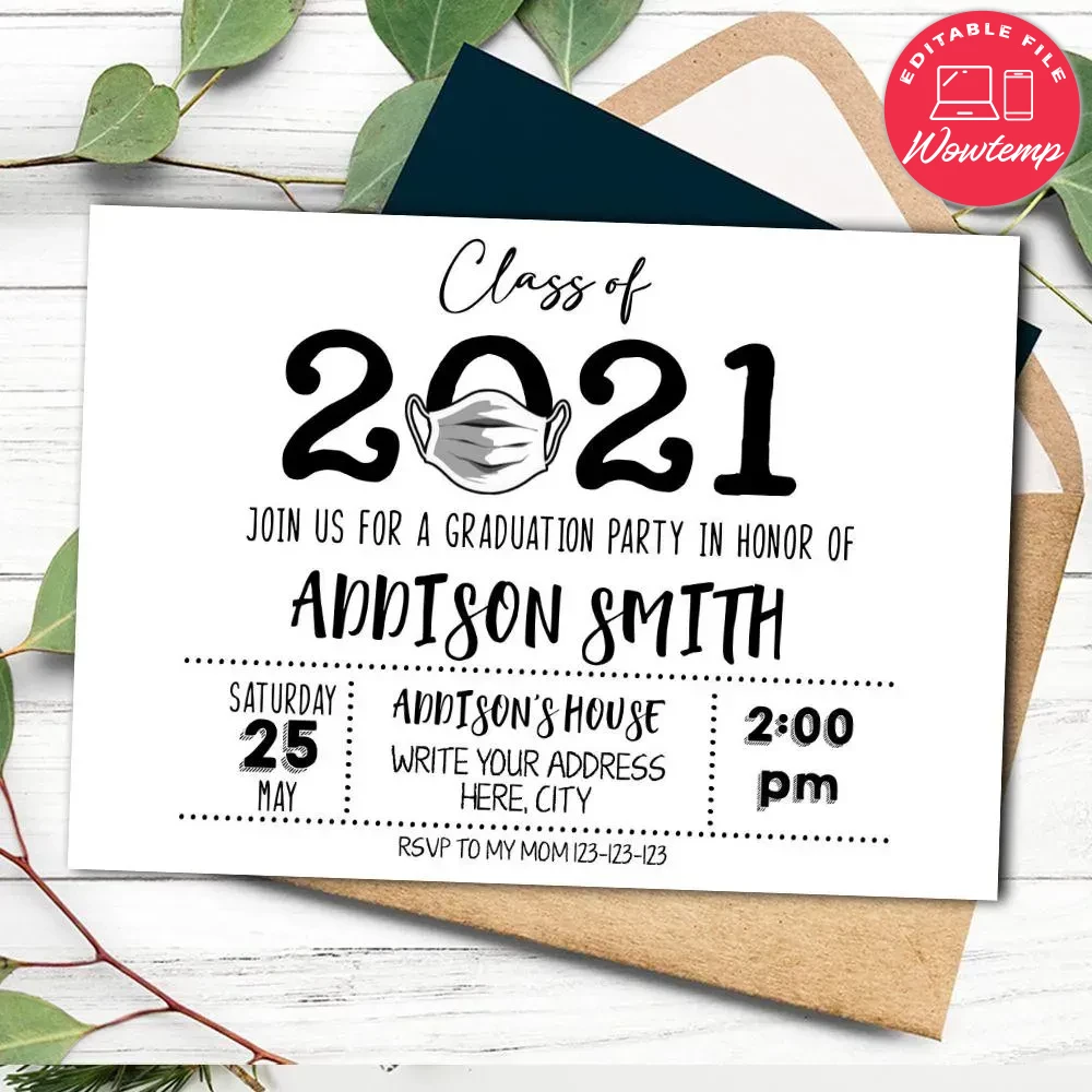 Funny Class of 2021 Graduation Invitation Printable Instant Downl | Wowtemp