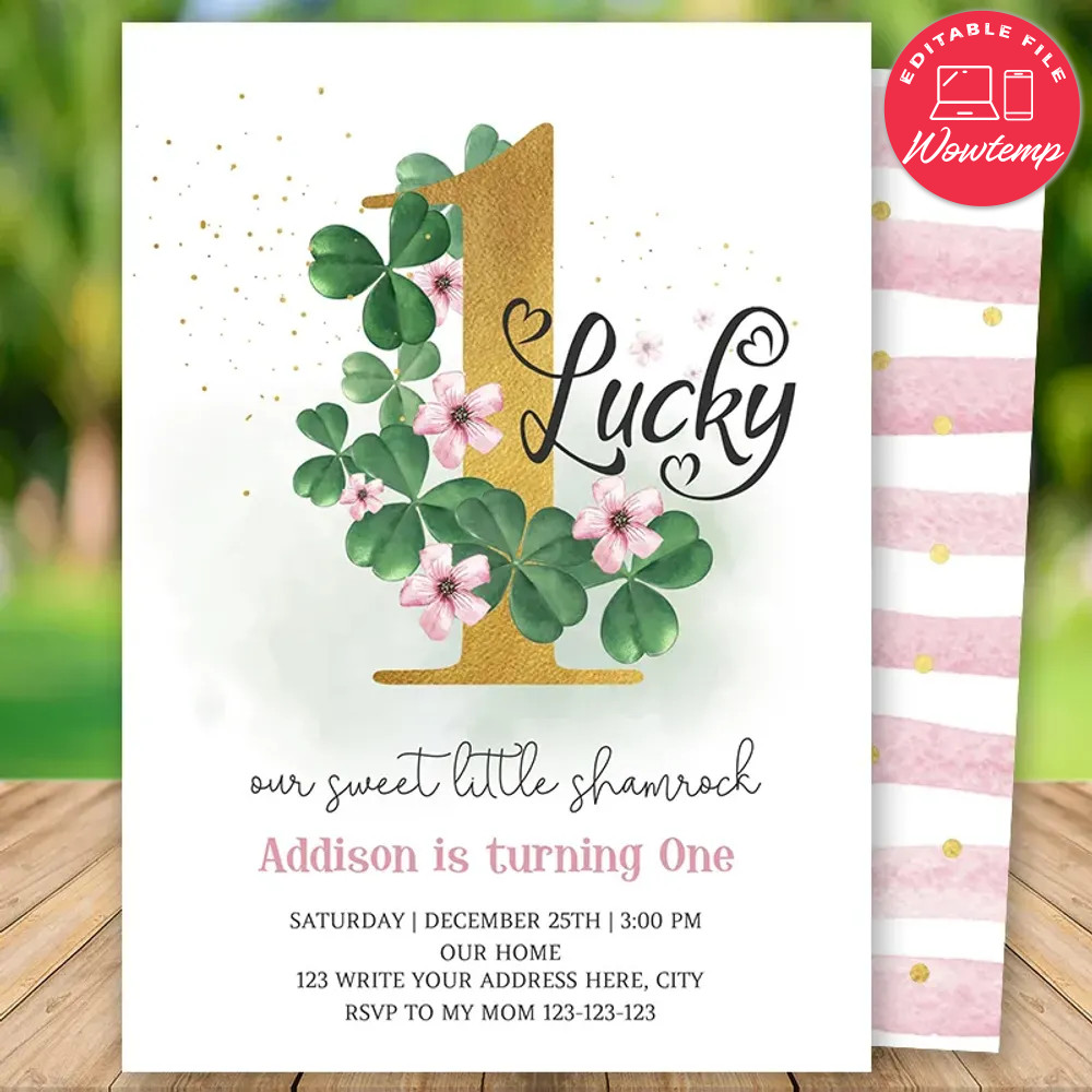 Editable Lucky One Birthday Flyer Instant Download | Wowtemp