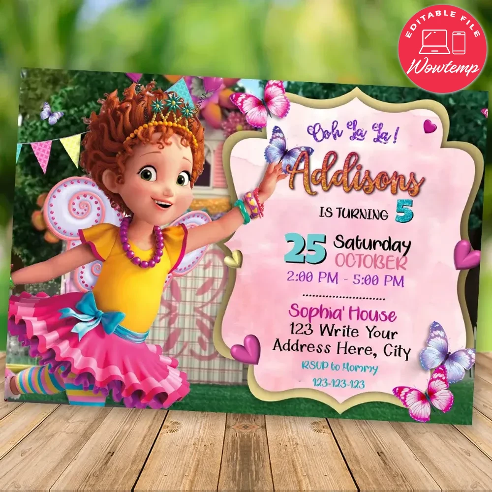 Printable Fancy Nancy Birthday Invitation Instant Download | Wowtemp
