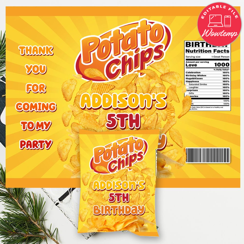 Potato Chip Bag Digital File Printable DIY | Wowtemp