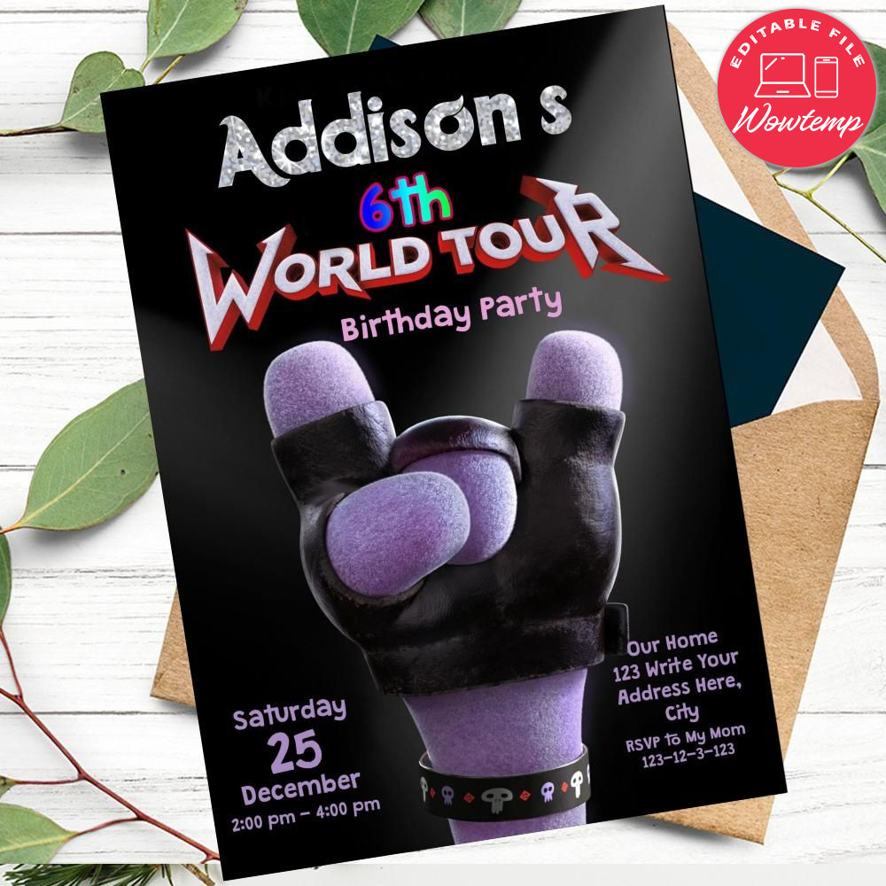 Trolls World Tour Movie Birthday Invitation Printable DIY | Wowtemp