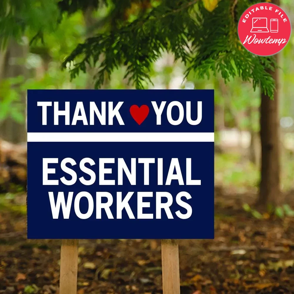 Essential Workers Appreciation Sign Printable Instant Download | Wowtemp