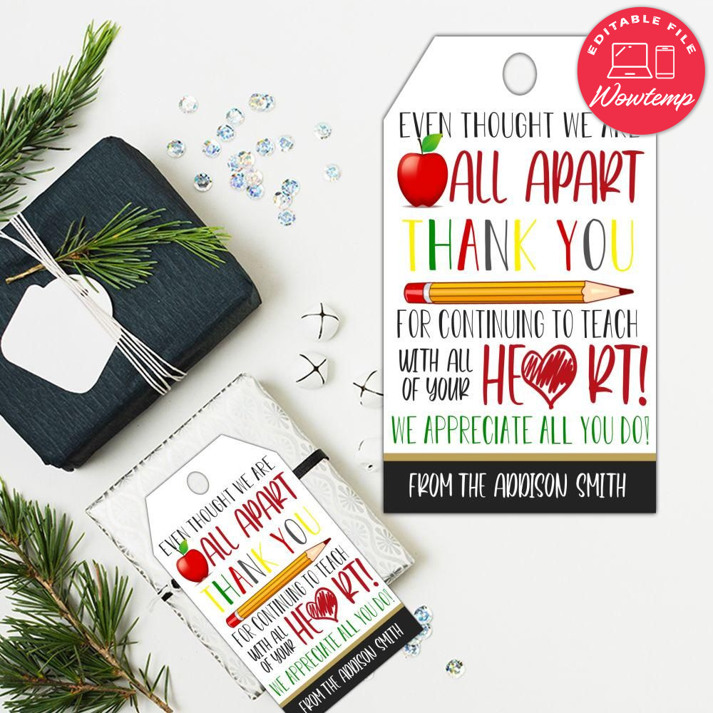 Virtual Teacher Appreciation Week Gift Tag Printable DIY | Wowtemp