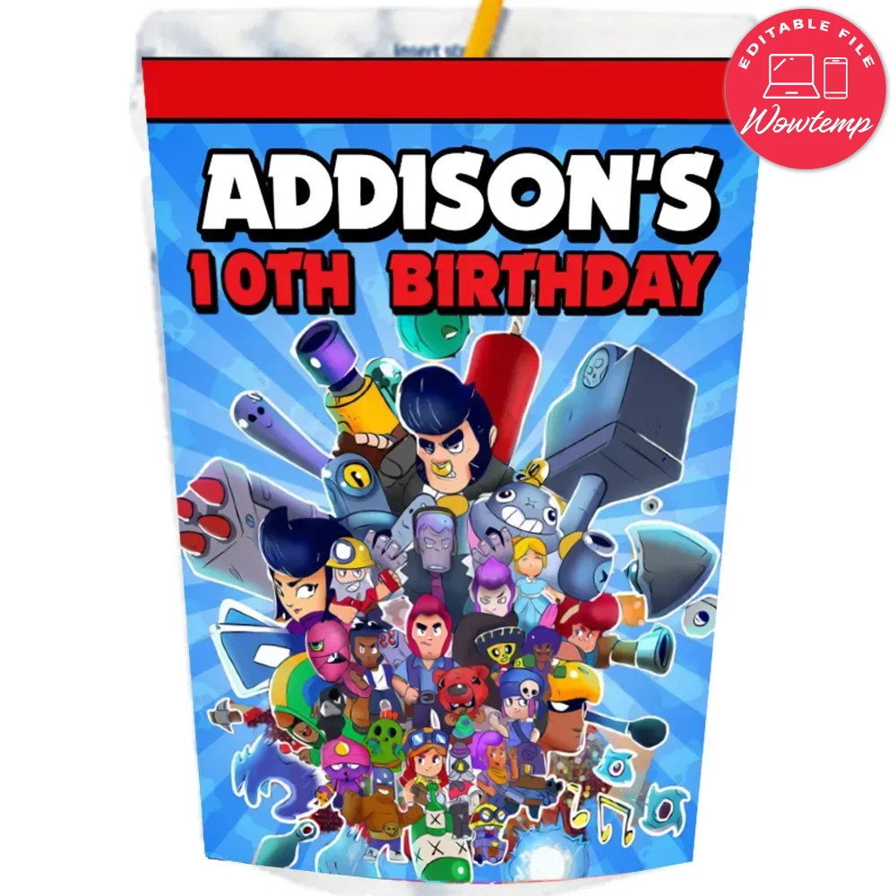 Brawl Star Capri Sun Labels Digital File Printable | Wowtemp