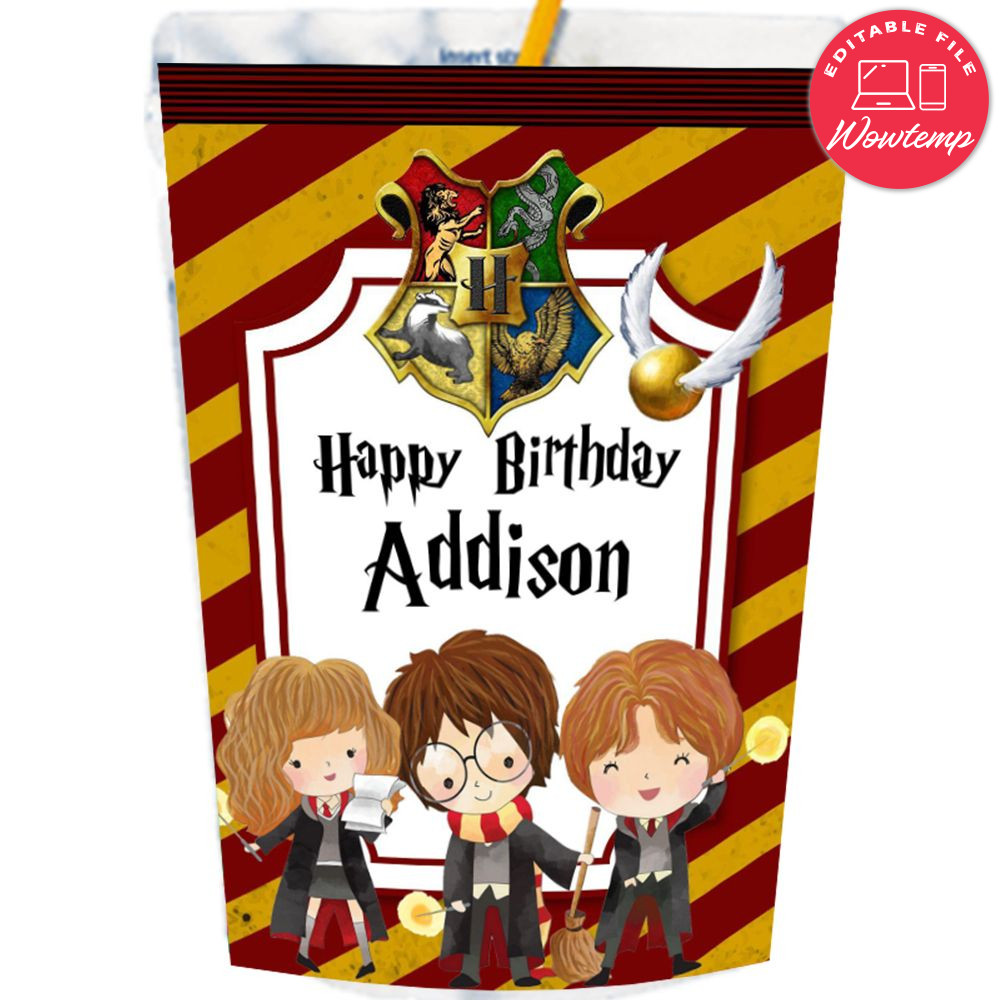 Harry Potter Capri Sun Labels Digital File Printable | Wowtemp