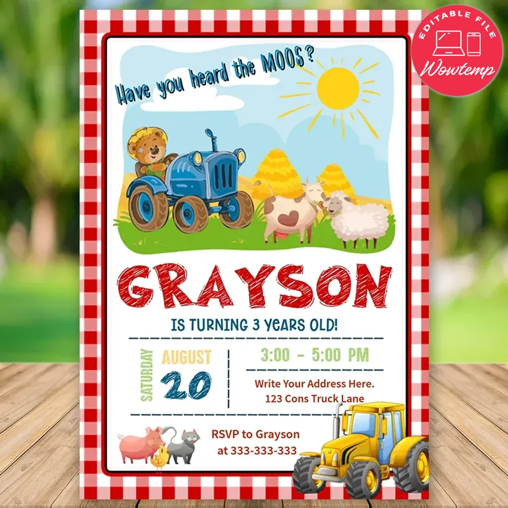 Printable Barn Birthday Invitation Instant Download | Wowtemp