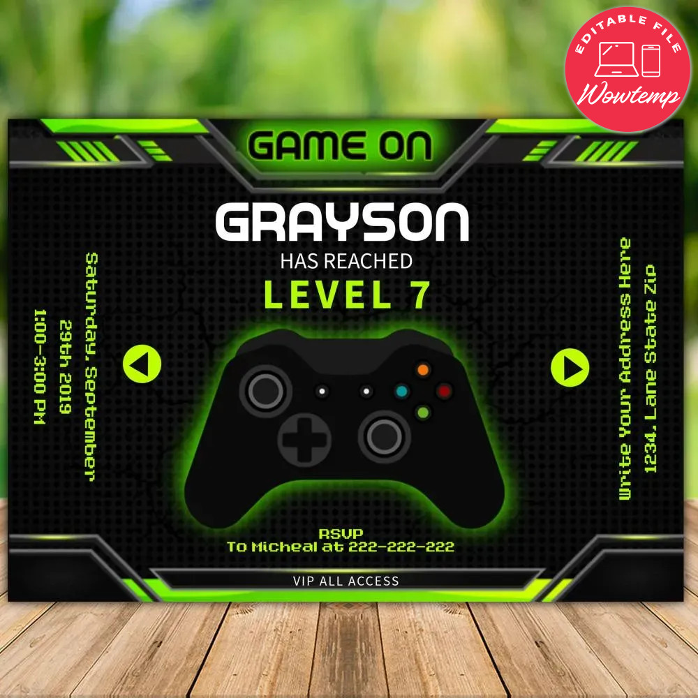 Printable PS4 Gamer Birthday Flyer Instant Download | Wowtemp