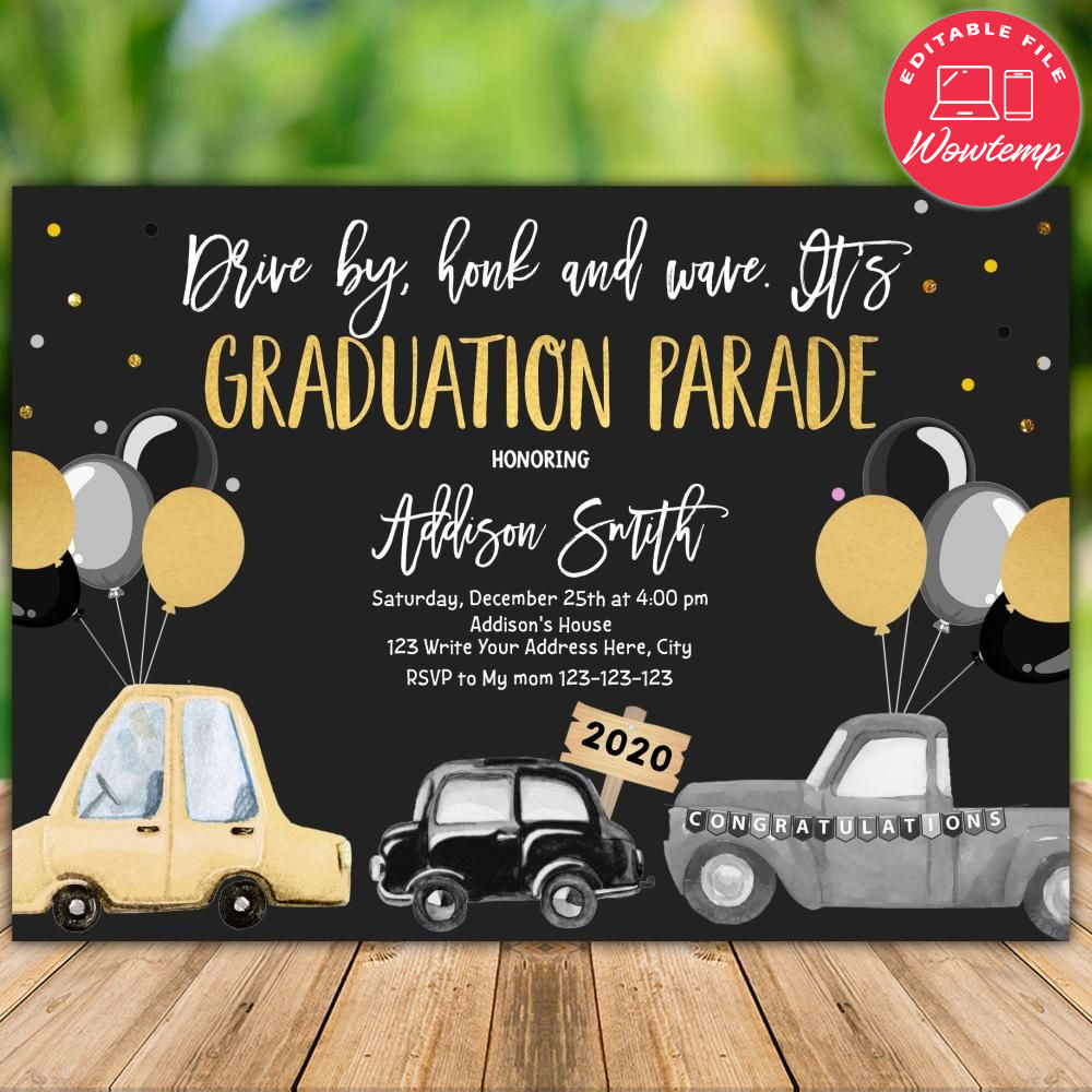 Printable Drive By Graduate Class of 2020 Invitation DIY | Wowtemp