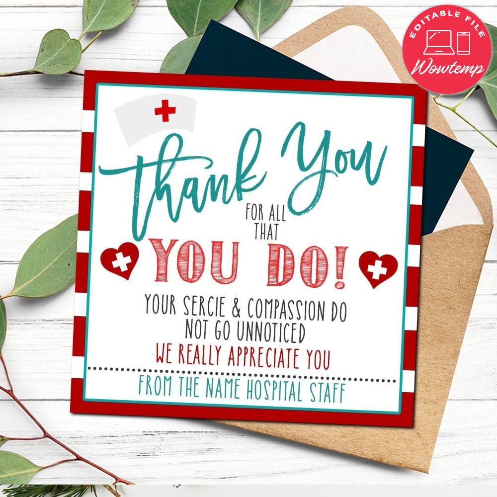 Nurse Appreciation Gift Tag Printable Instant Download | Wowtemp