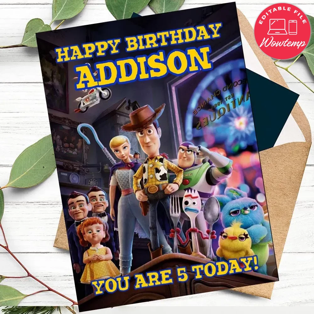 Toy Story 4 Birthday Card for Kids to Print at Home DIY | Wowtemp