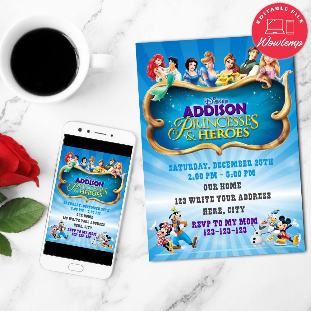 Disney on ice Invitation Customizable Template DIY | Wowtemp
