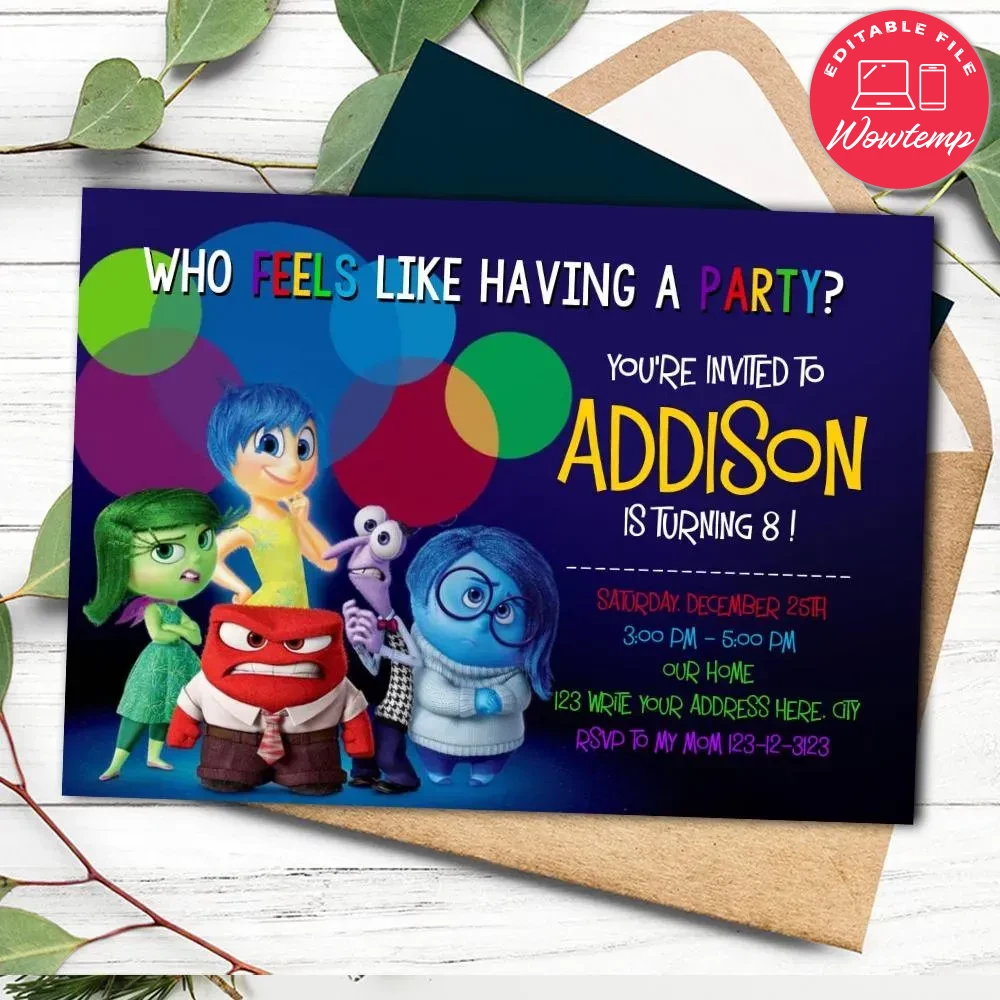 Inside out Invitation Customizable Template DIY | Wowtemp