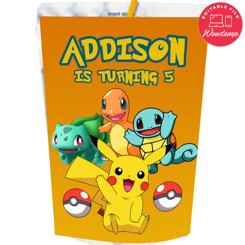 Pokemon Go Capri Sun Labels Digital File Printable | Wowtemp