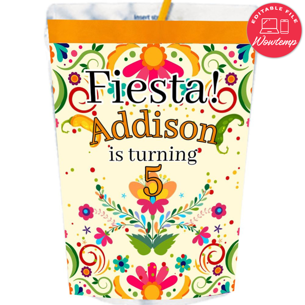 Fiesta Mexico Capri Sun Labels Digital File Printable | Wowtemp