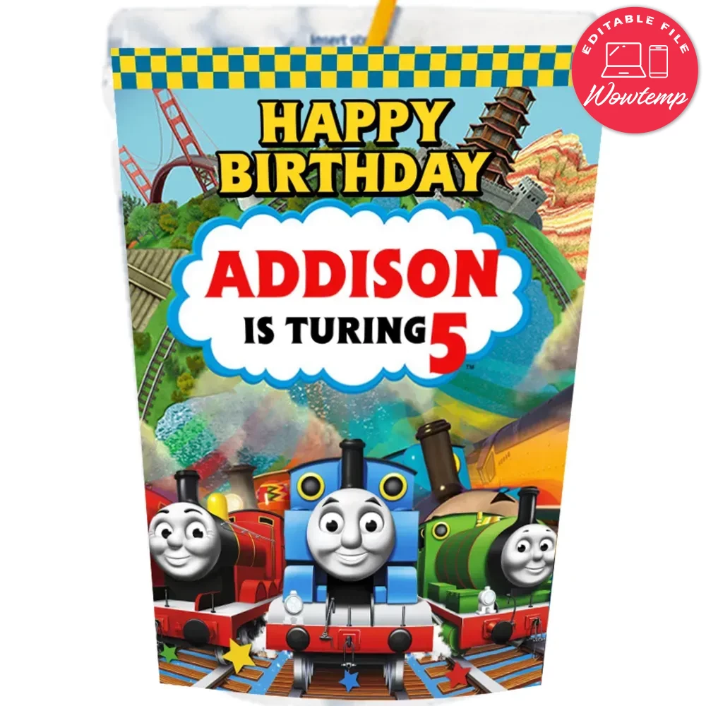 Thomas Train and Friends Capri Sun Birthday Labels Digital File | Wowtemp