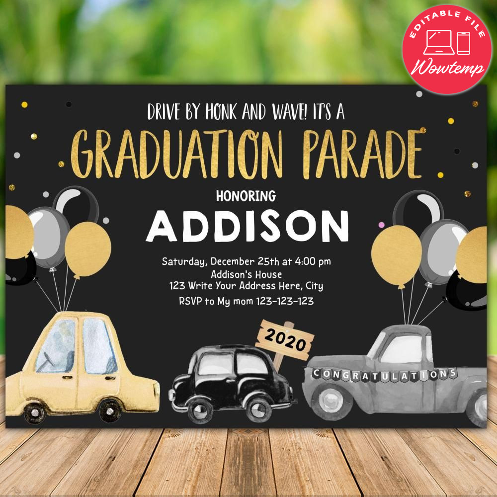Printable Drive Through Graduation Party Invitation DIY | Wowtemp