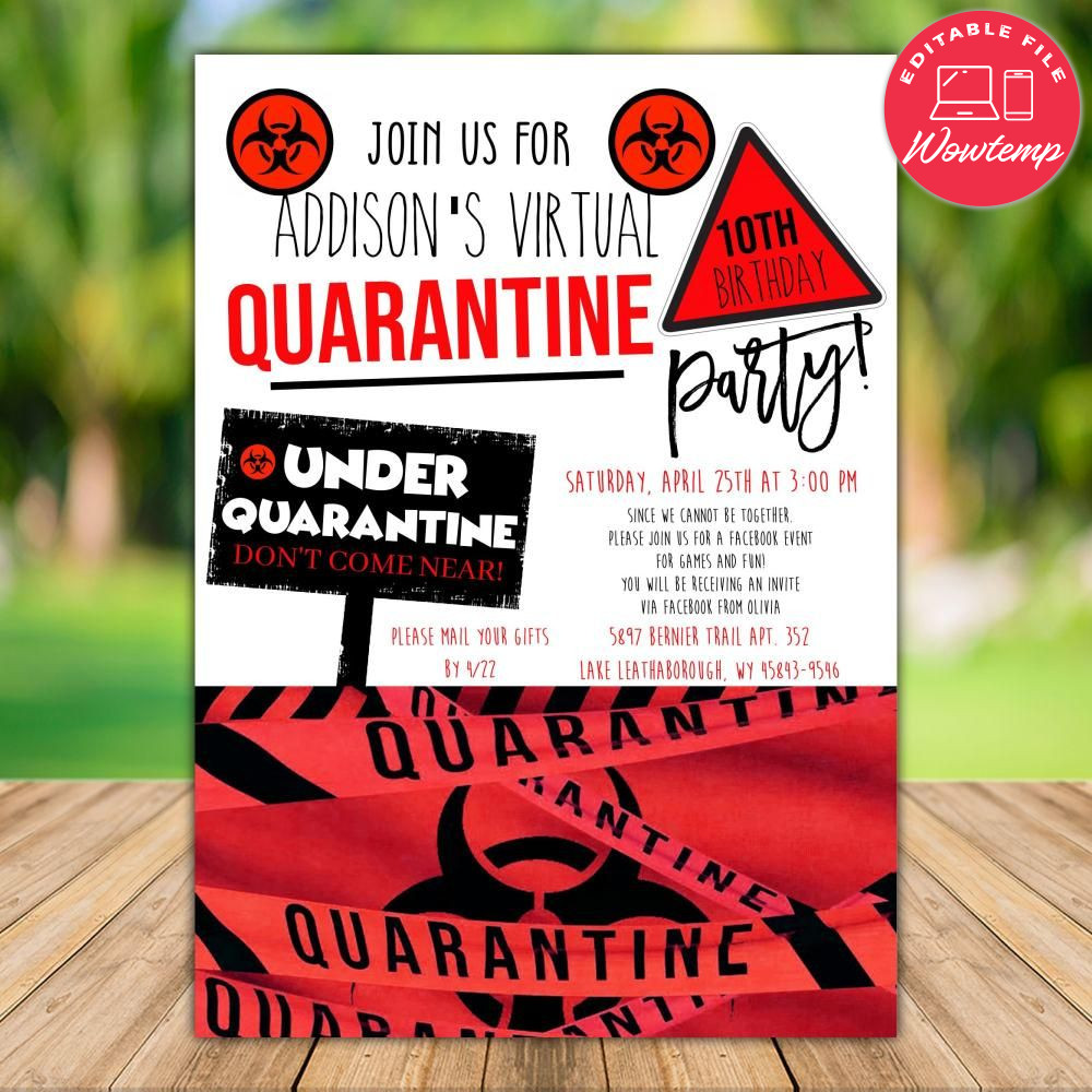Printable Virtual Quarantine Birthday Invitation for Boy DIY | Wowtemp